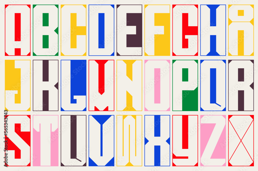 Modern Latin alphabet . Simple square letters of rough shapes. English ...