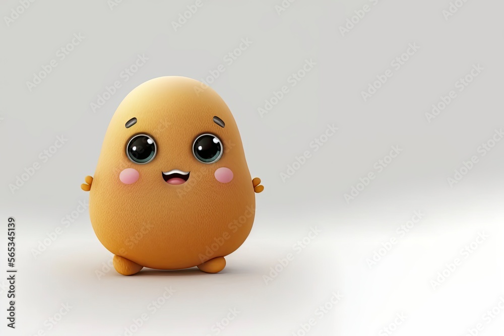 Cute Kawaii Potato. Vector mascot illustration potato smiling isolated ...