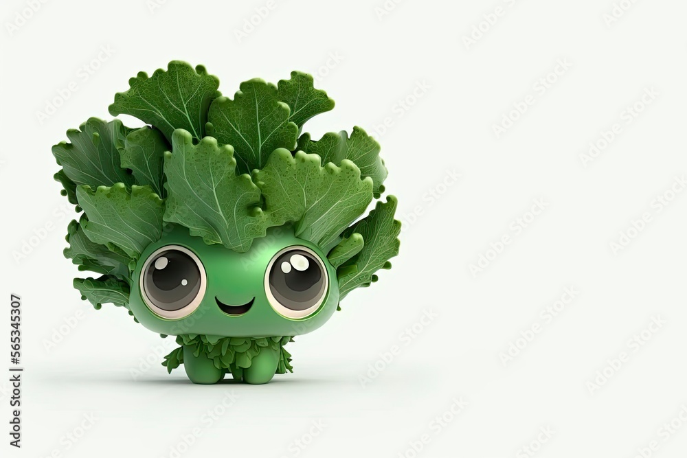Cute kale isolated. Happy kale. Kawaii kale cartoon character. Funny ...