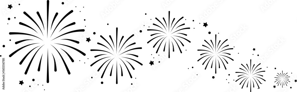 Set of firework icons.Fireworks with stars and sparks isolated on white ...