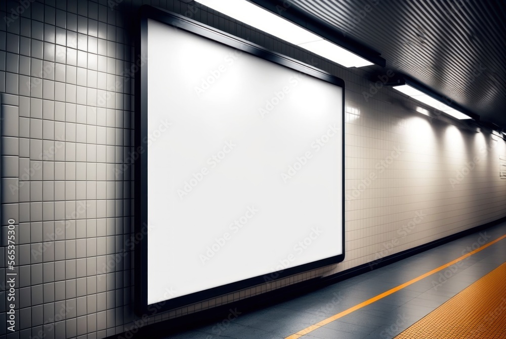 Mockup of billboards, posters, blank white screens and leds in subway ...