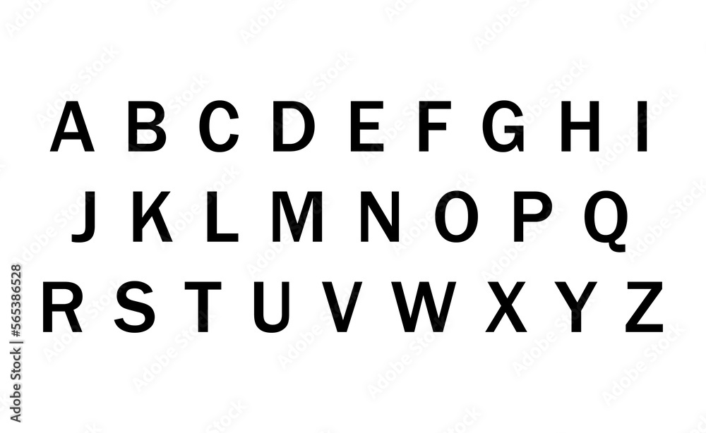 Abecedario negro en fondo transparente. Stock Illustration | Adobe Stock