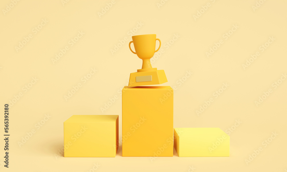 Golden trophy. first and second and third concept on the podium ...