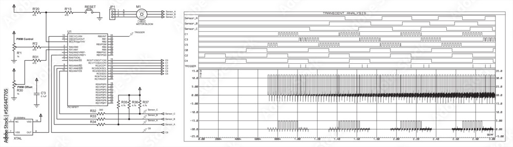 Vector diagram of an electronic device with a motor running under the ...