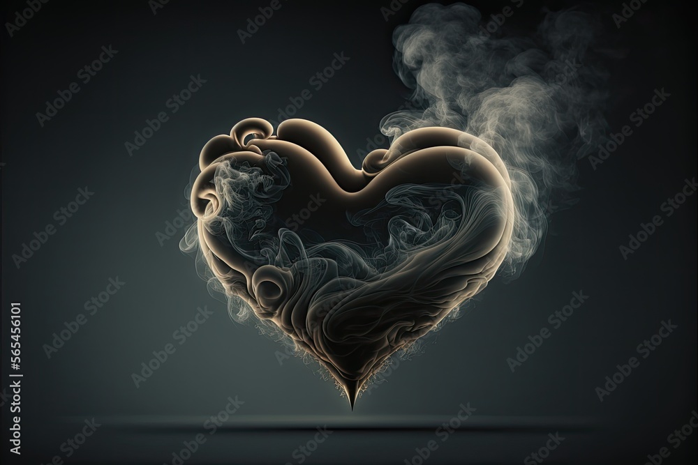 Mysterious Heart Shaped Smoke on Dark Background - Stock Image for ...