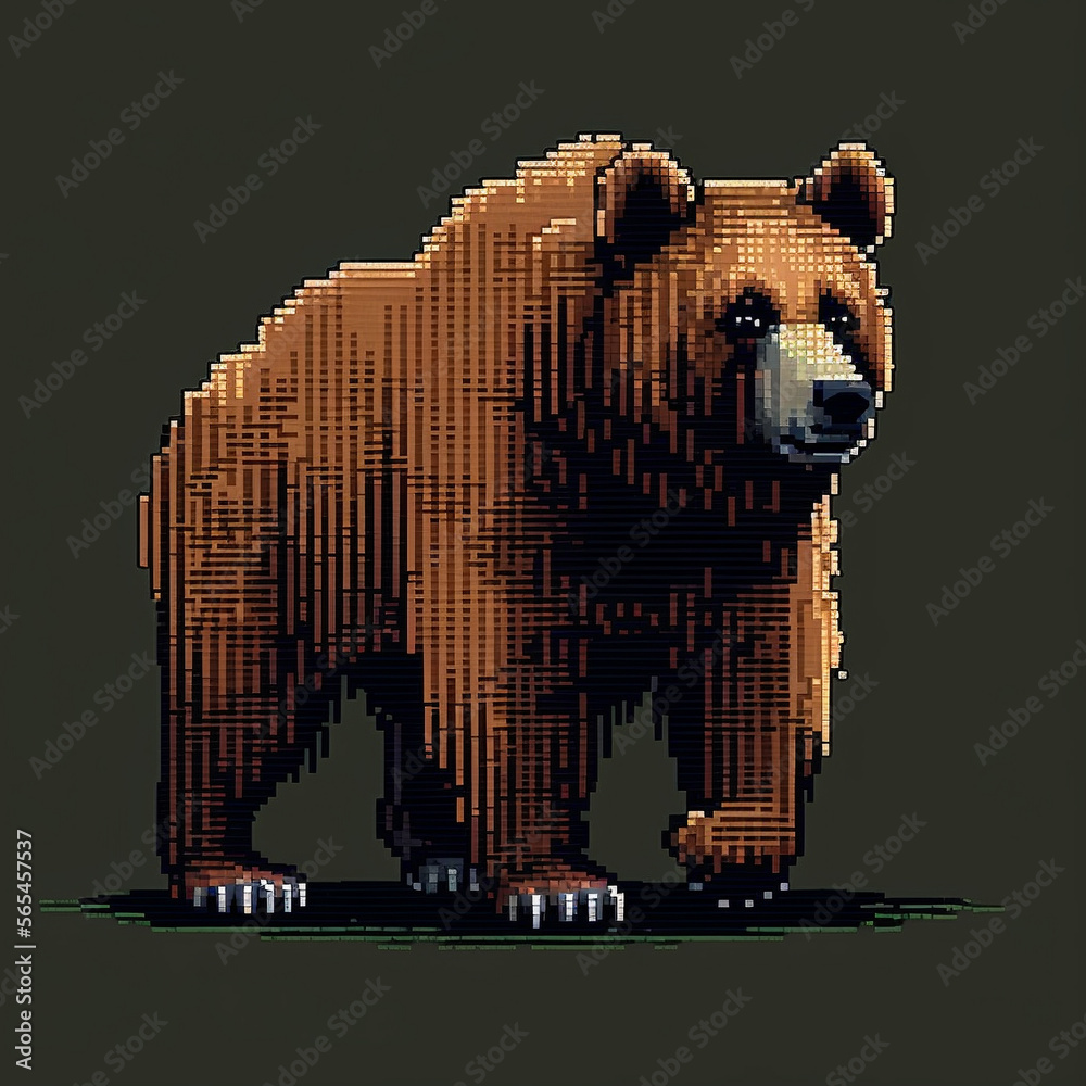 Grizzly bear pixel art, Pixelated, generative ai Stock Illustration ...