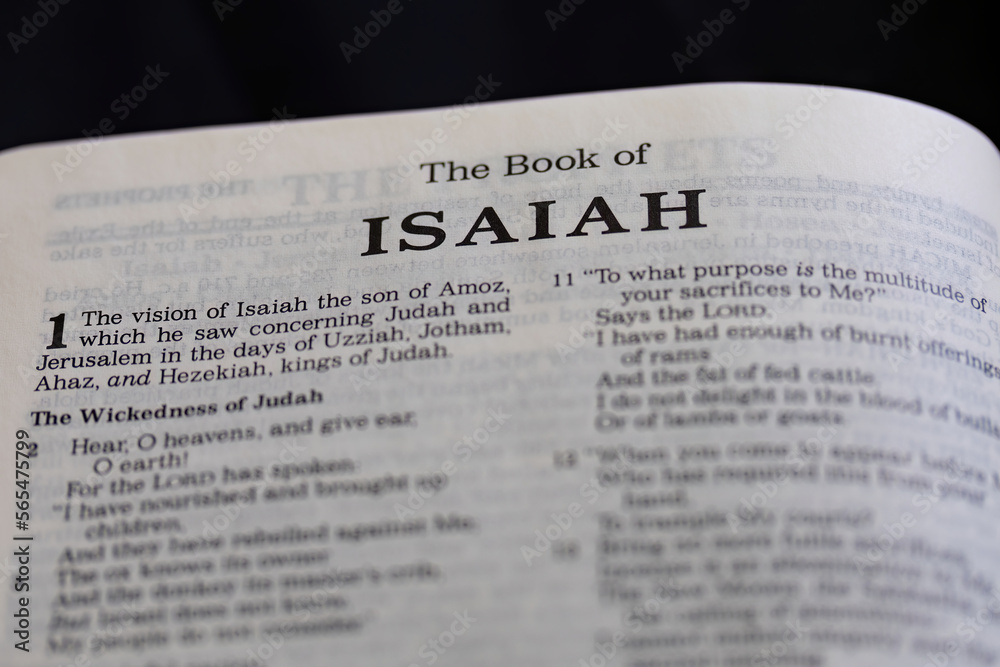 title page from the book of Isaiah in the bible or torah for faith ...
