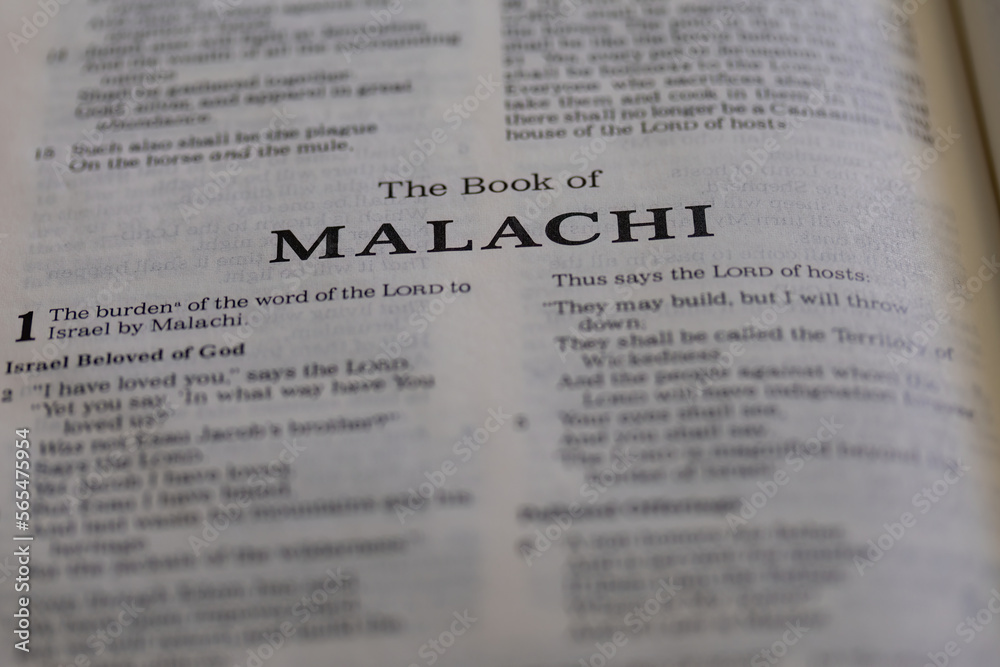 title page from the book of Malachi in the bible or torah for faith ...