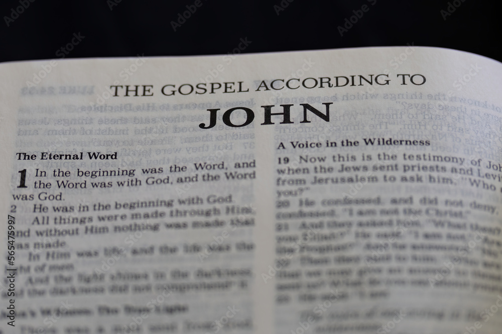 title page from the book of John in the bible for faith, christian ...