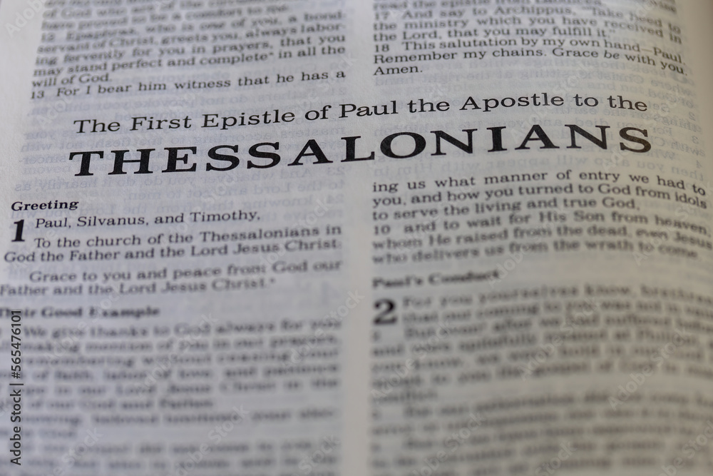 title page from the book of 1st Thessalonians in the bible for faith ...