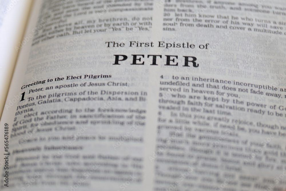 title page from the book of 1st Peter in the bible for faith, christian ...