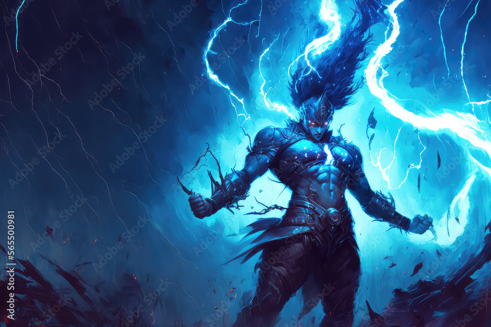 Stock-Illustration „Digital illustration painting of the god of thunder ...