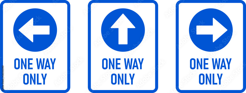 Vector de Stock Set of One Way Only Vertical Warning Sign Poster or ...