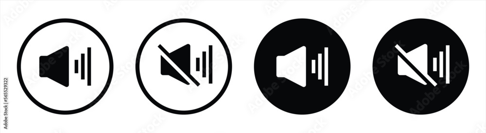 sound icon set. volume mute and unmute icon flat. speaker icon ...