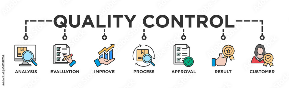Quality control banner web icon vector illustration concept for product ...