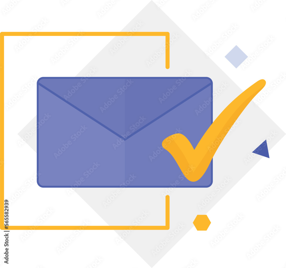 Envelope with checkmark letter sent letter delivered vector drawing の ...