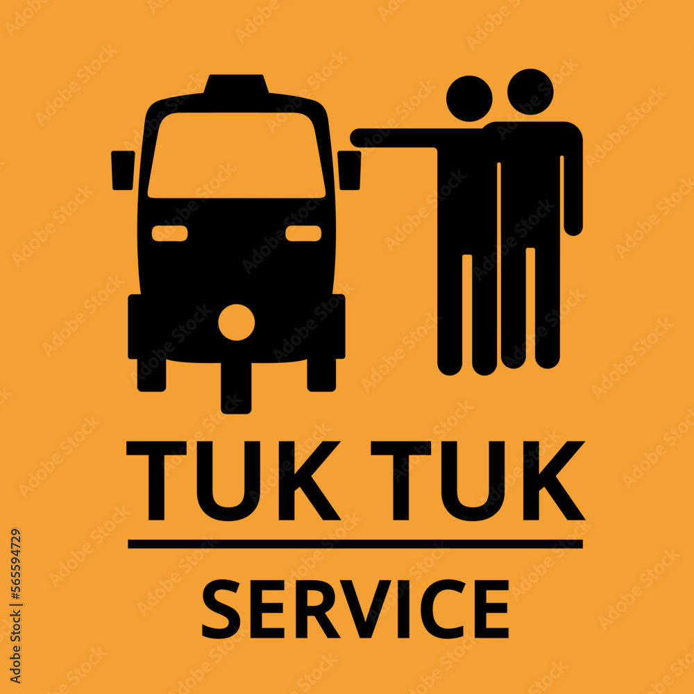 Three wheeler Sign. Taxi or parking logo. Tuk tuk. Flat minimalist ...
