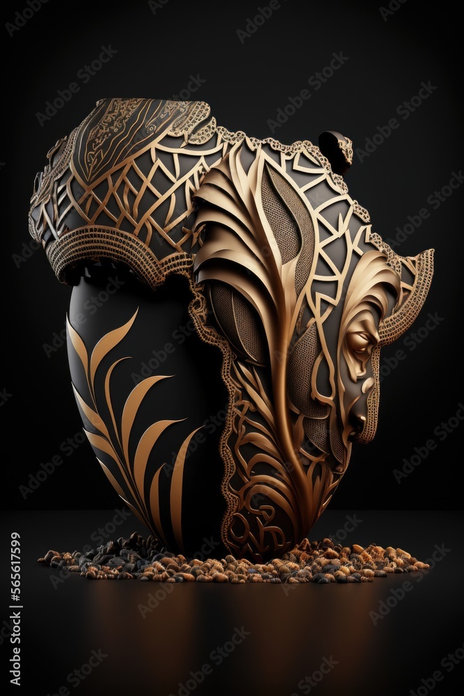 Decorative map of Africa in tribal traditional textures and imagery ...