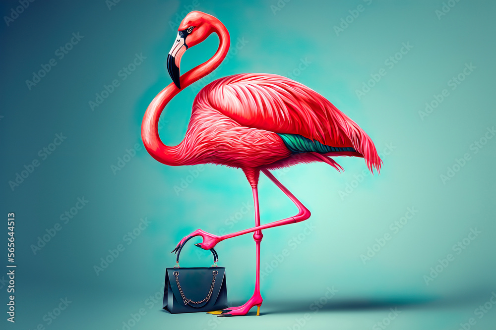 Ilustración de Stock Illustration of a pink flamingo wearing high heels ...