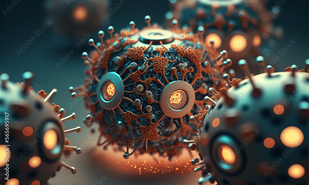 Microscopik view of a nanorobot. Futuristic concept of nanoid robotics ...