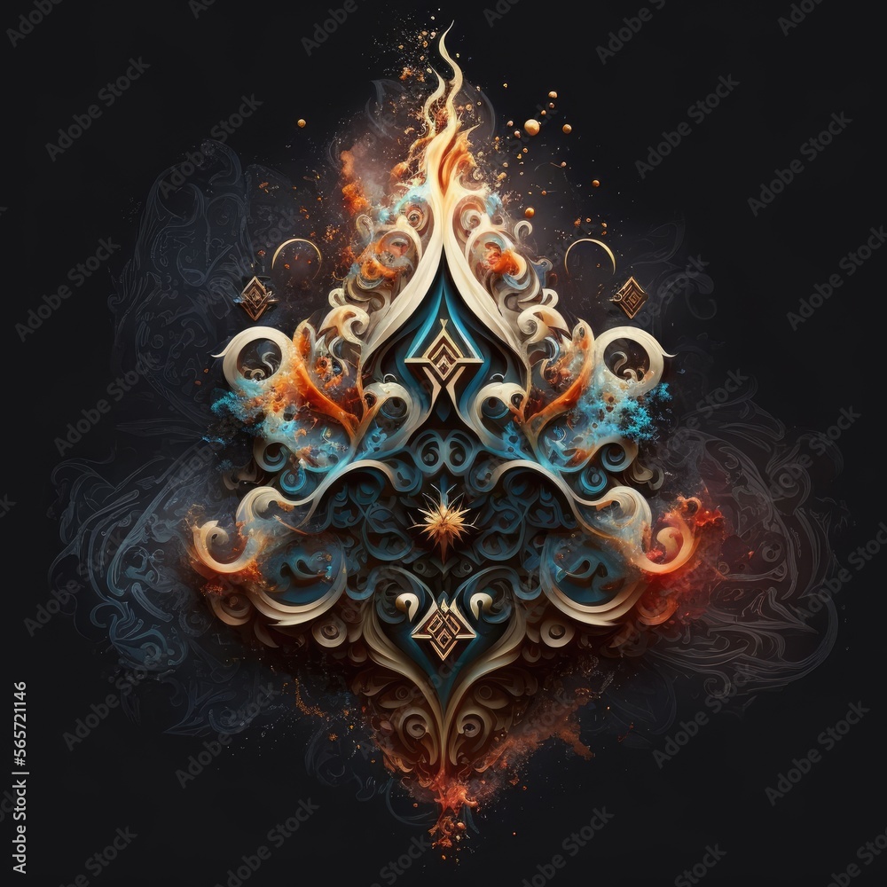 beautiful and ornate smoke symbol of Devine geometry, symbolism, lsd ...