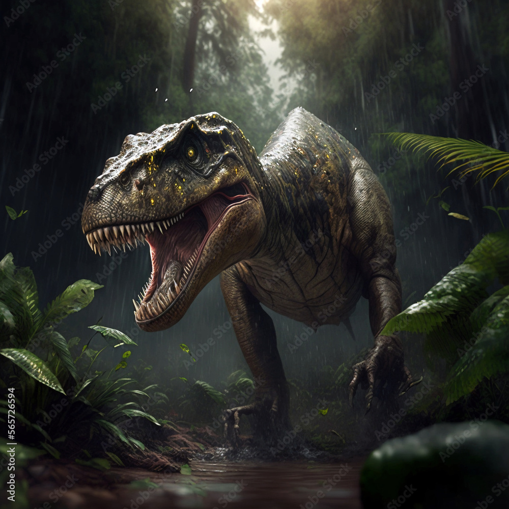 Extremely detailed and realistic illustration of dinosaur, t rex ...