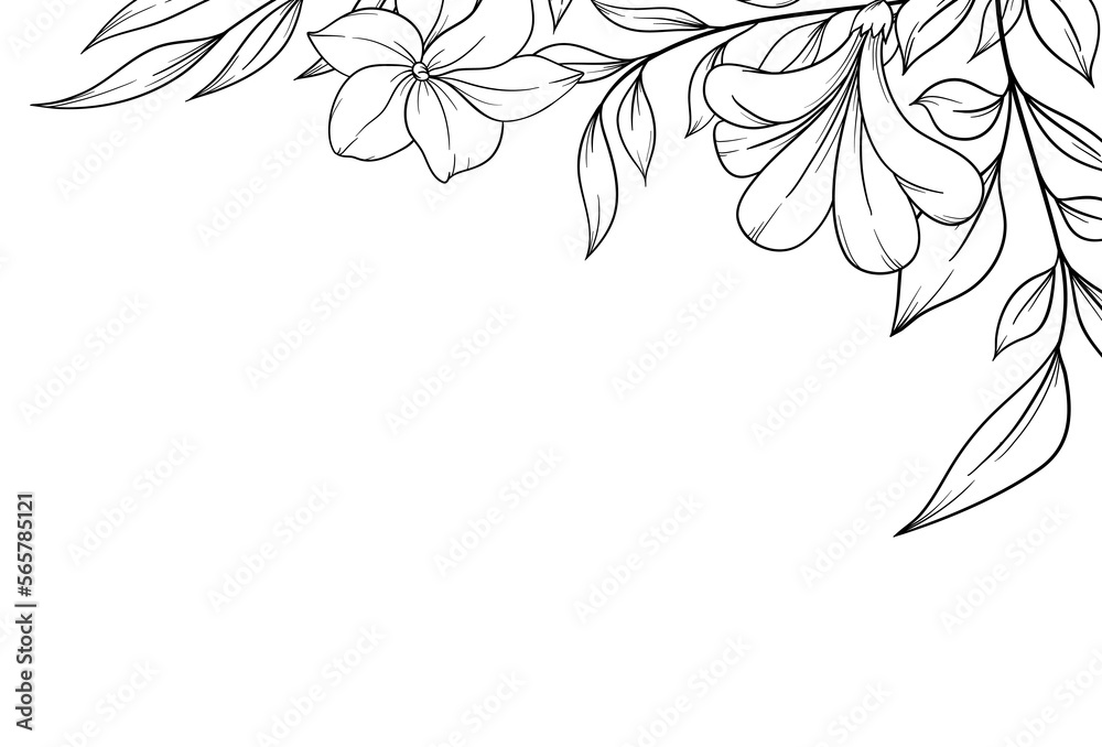 outline spring flower corner border Stock Illustration | Adobe Stock