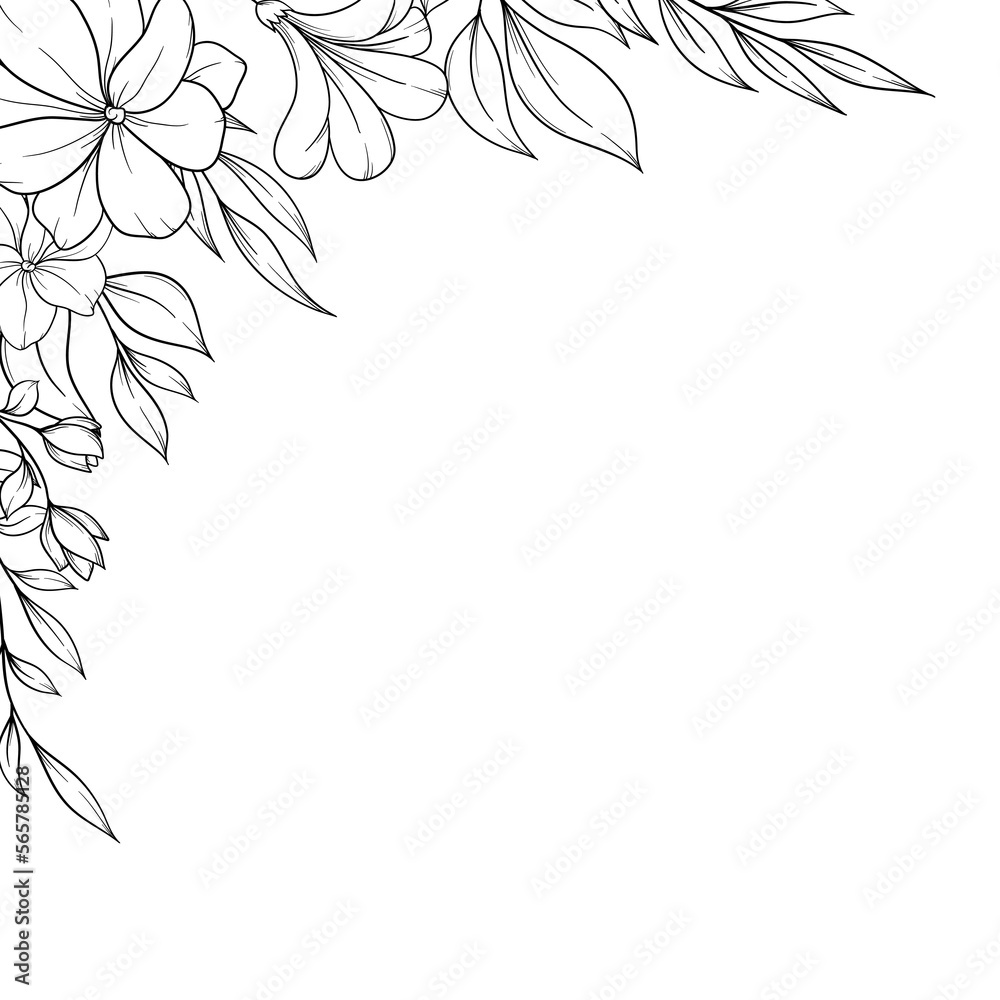 outline spring flower corner border Stock Illustration | Adobe Stock