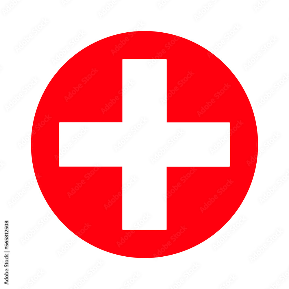 Hospital cross icon or symbol in red circle Stock Illustration | Adobe ...