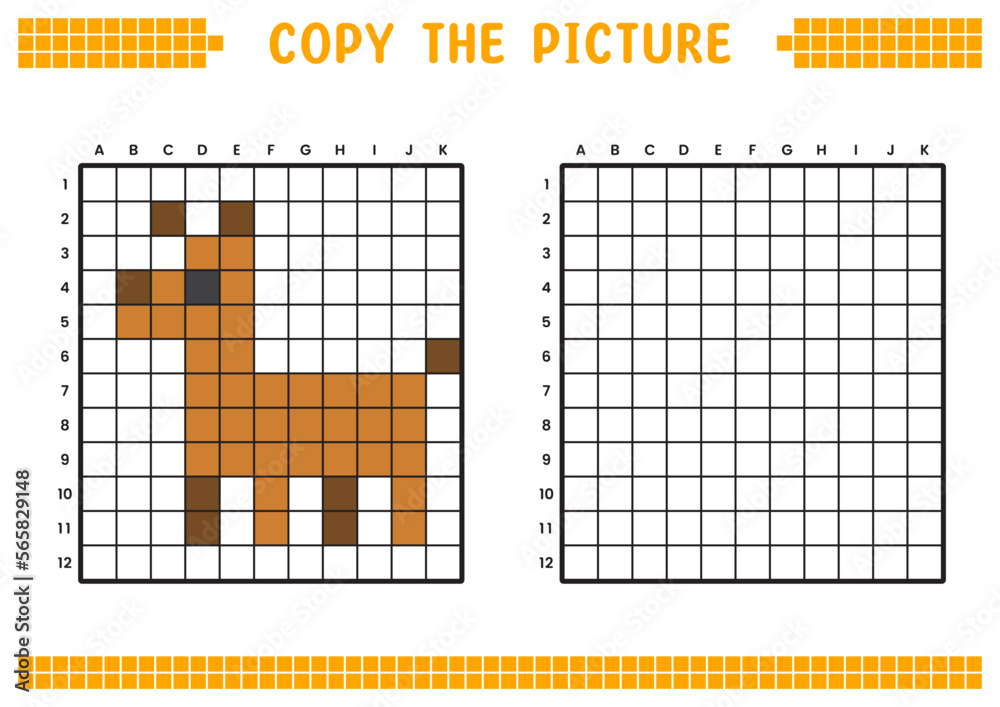 Copy the picture, complete the grid image. Educational worksheets ...