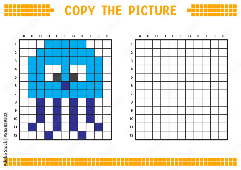 Copy the picture, complete the grid image. Educational worksheets ...