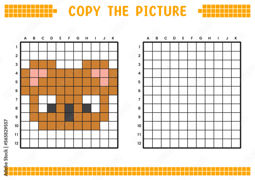 Copy the picture, complete the grid image. Educational worksheets ...