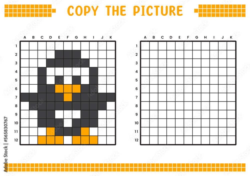 Copy the picture, complete the grid image. Educational worksheets ...