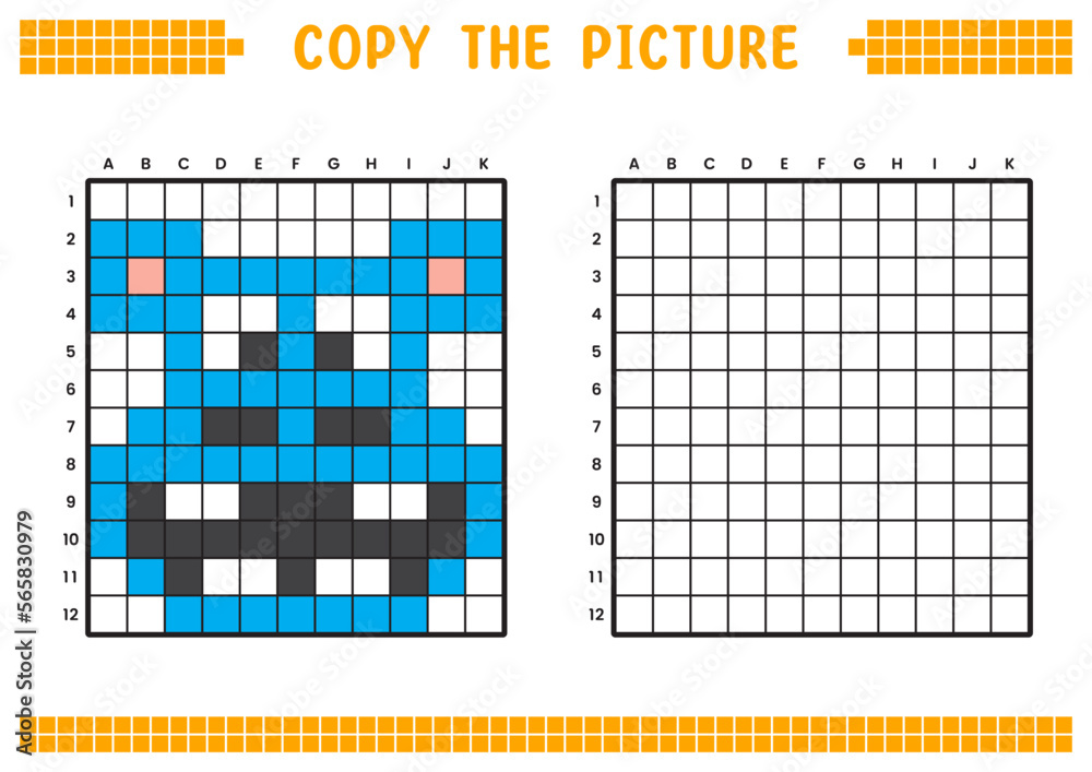 Copy the picture, complete the grid image. Educational worksheets ...