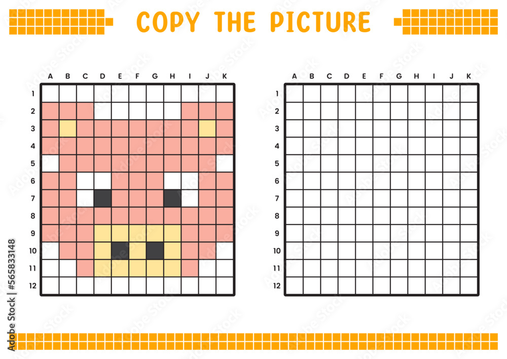 Vector de Stock Copy the picture, complete the grid image. Educational ...