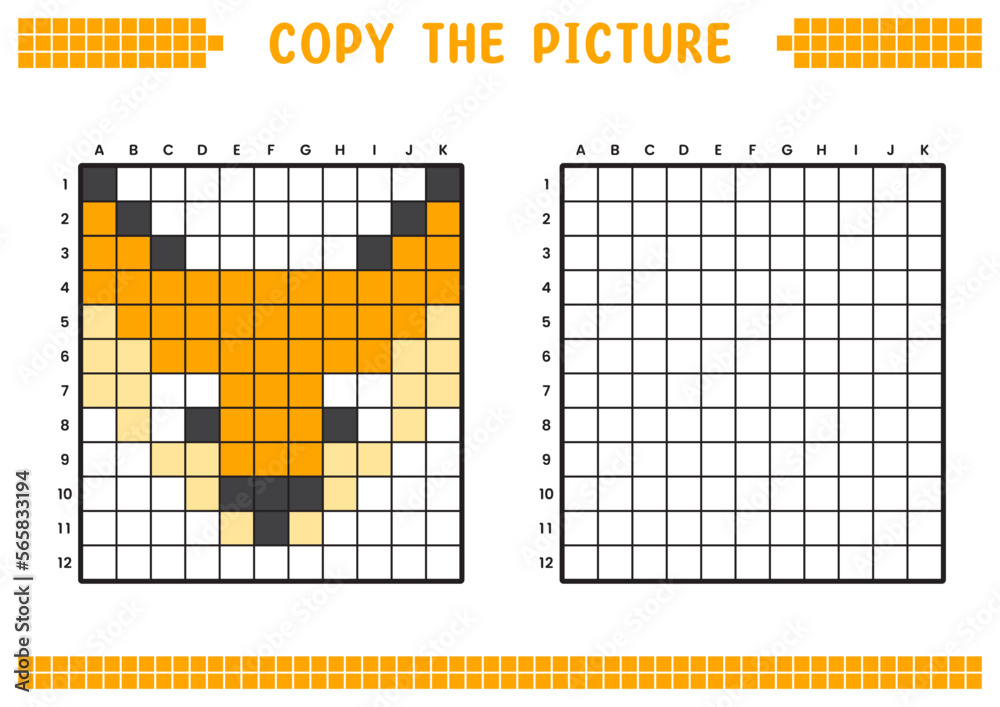 Copy the picture, complete the grid image. Educational worksheets ...