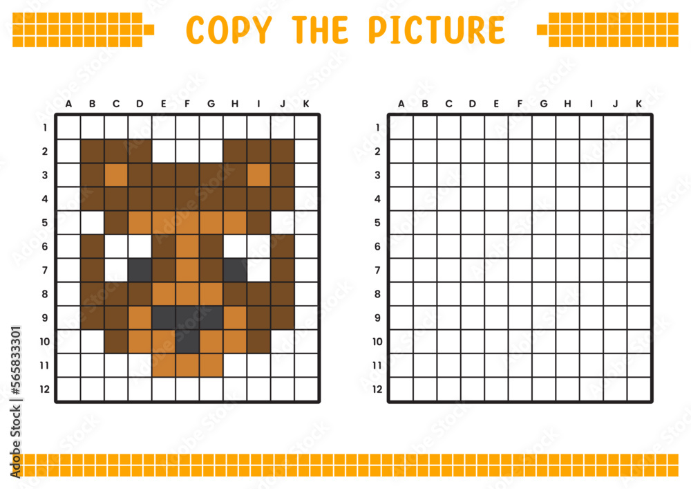 Copy the picture, complete the grid image. Educational worksheets ...