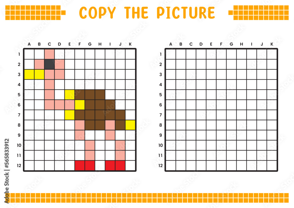 Copy the picture, complete the grid image. Educational worksheets ...