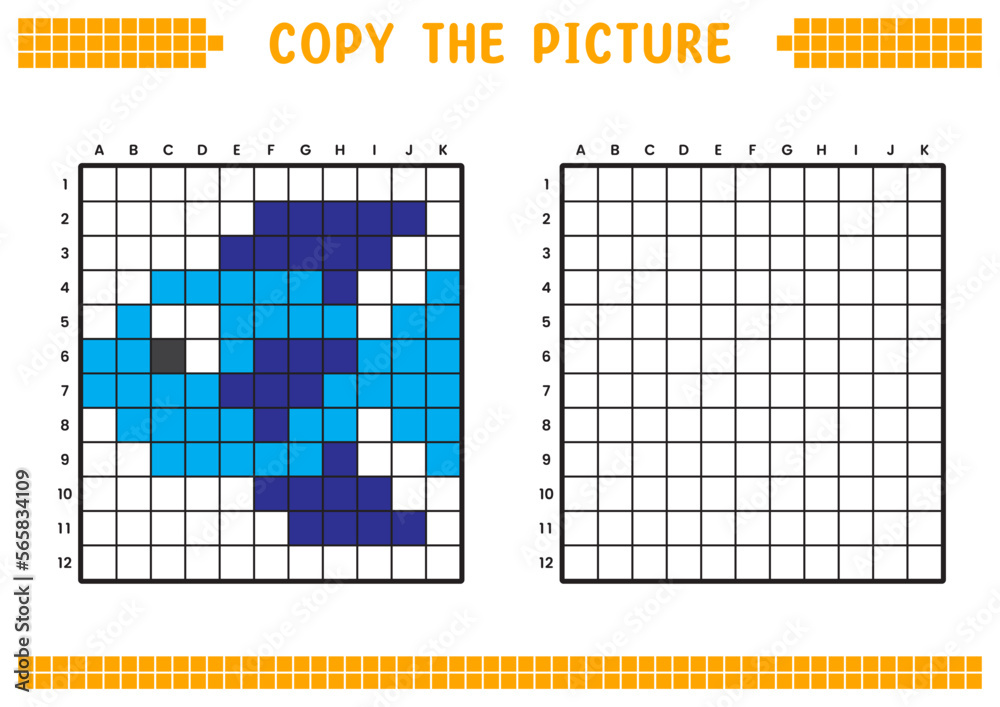 Copy the picture, complete the grid image. Educational worksheets ...