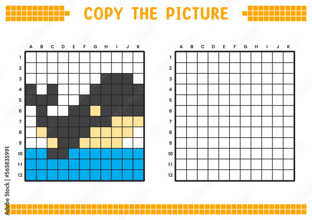 Copy the picture, complete the grid image. Educational worksheets ...