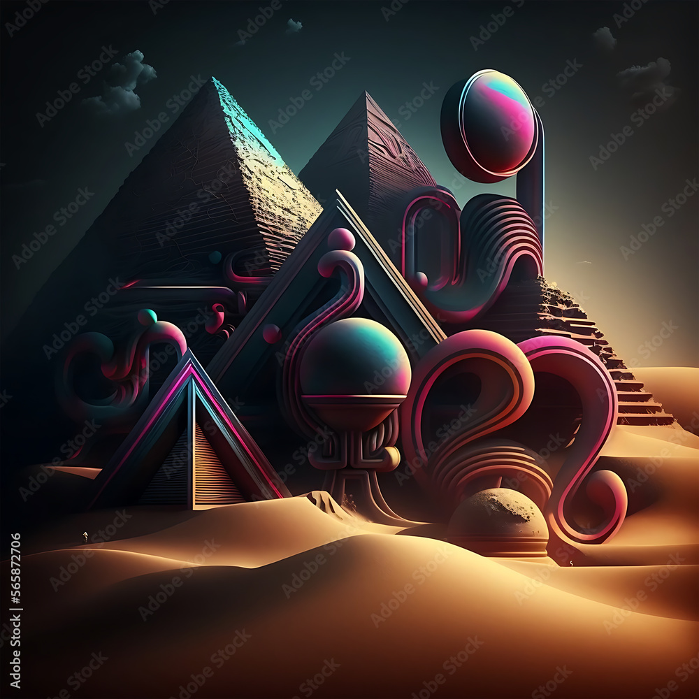 Pyramids & Triangles "My AI Générative Exploration of Geometry, Light ...