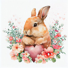 Floral Valentine Rabbits Free Stock Photo - Public Domain Pictures