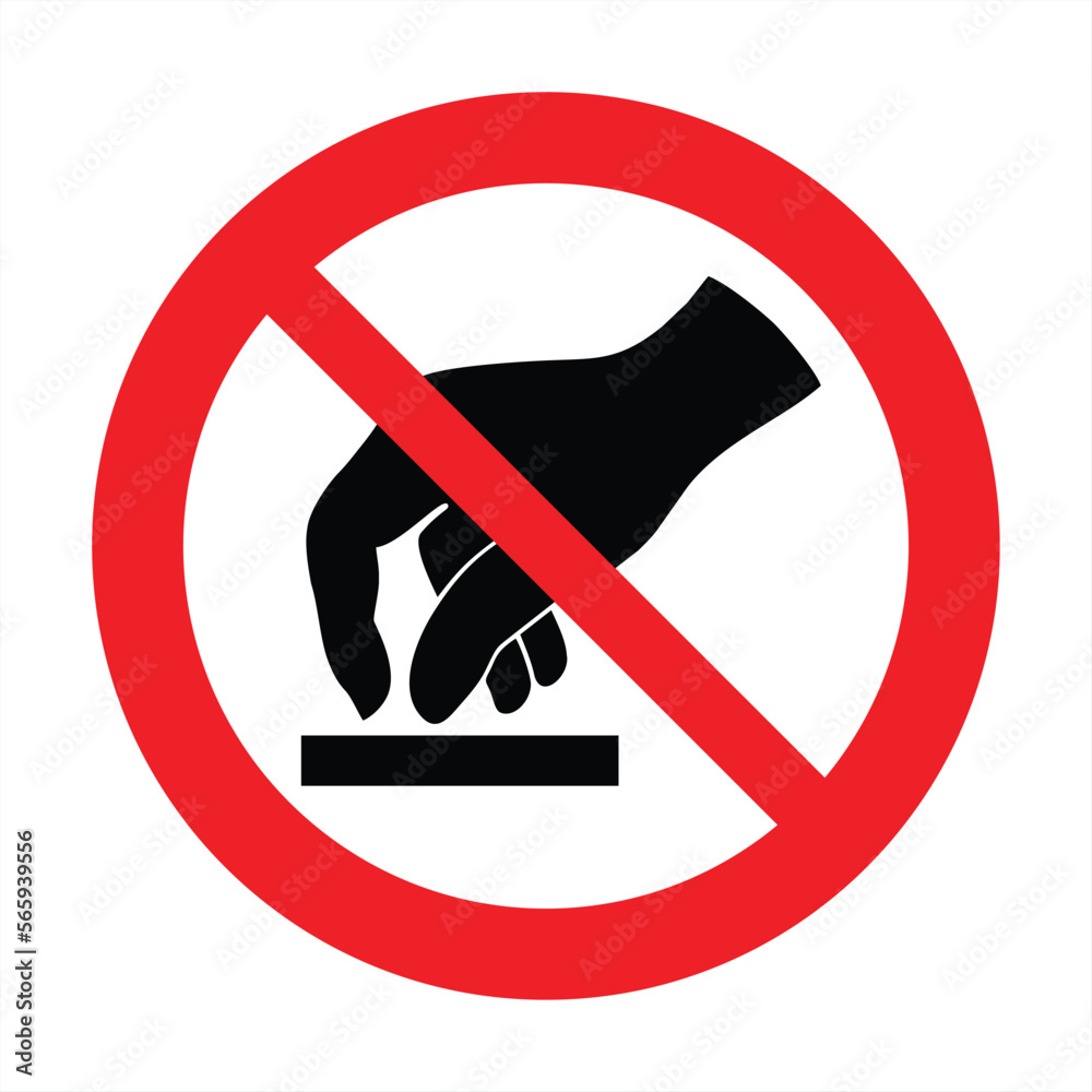 Do not touch, prohibition sign with horizontal lines. Isolated vector ...