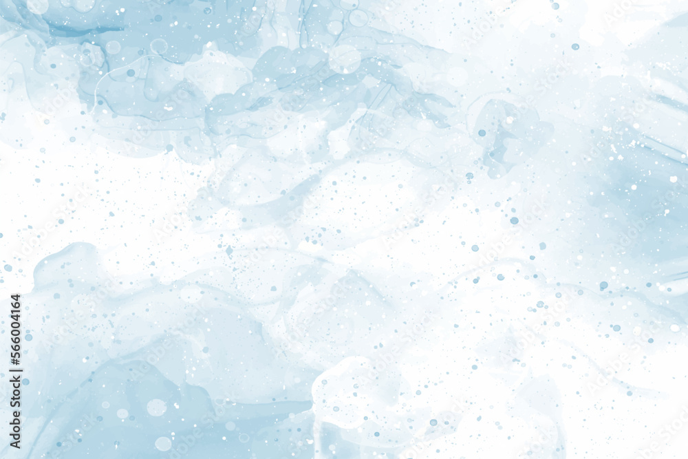 Abstract blue winter watercolor background. Sky pattern with snow ...