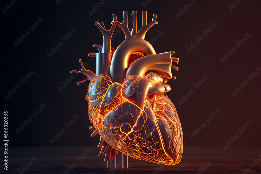 Healthy human heart. Medically illustration of human heart anatomy with ...