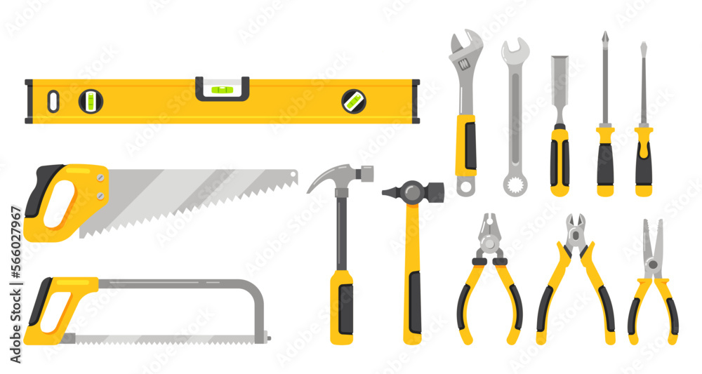 Manual Tools Isolated on White Background Icons Set. Repairman ...