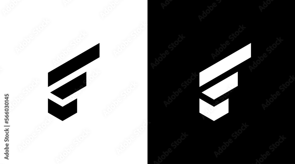 F vector logo monogram letter initial black and white icon illustration ...