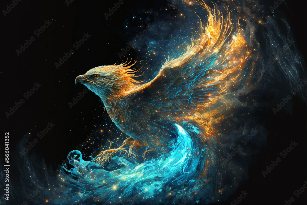 Phoenix aus Wasser im Weltraum water phoenix in the space Generative AI ...