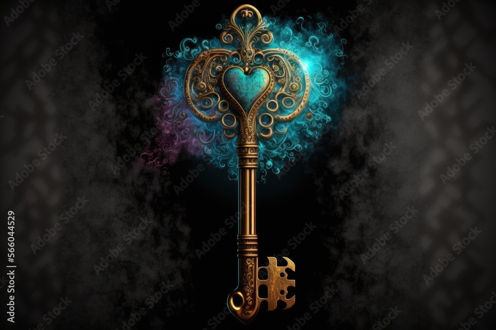 Magic key to fantasy world, mystical key, digital illustration ...