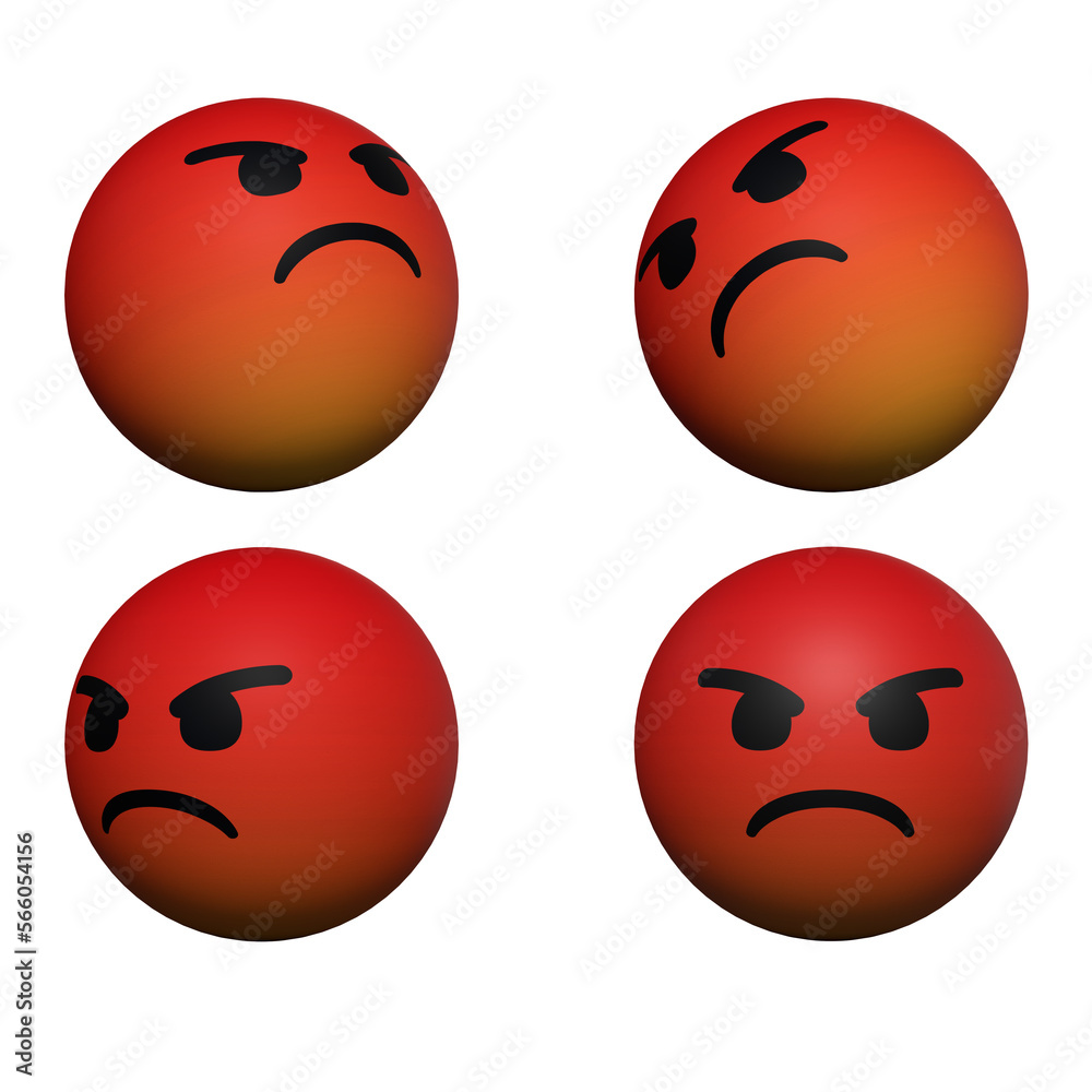 Enraged face emoji in 3d matte and textured icon set on transparent ...